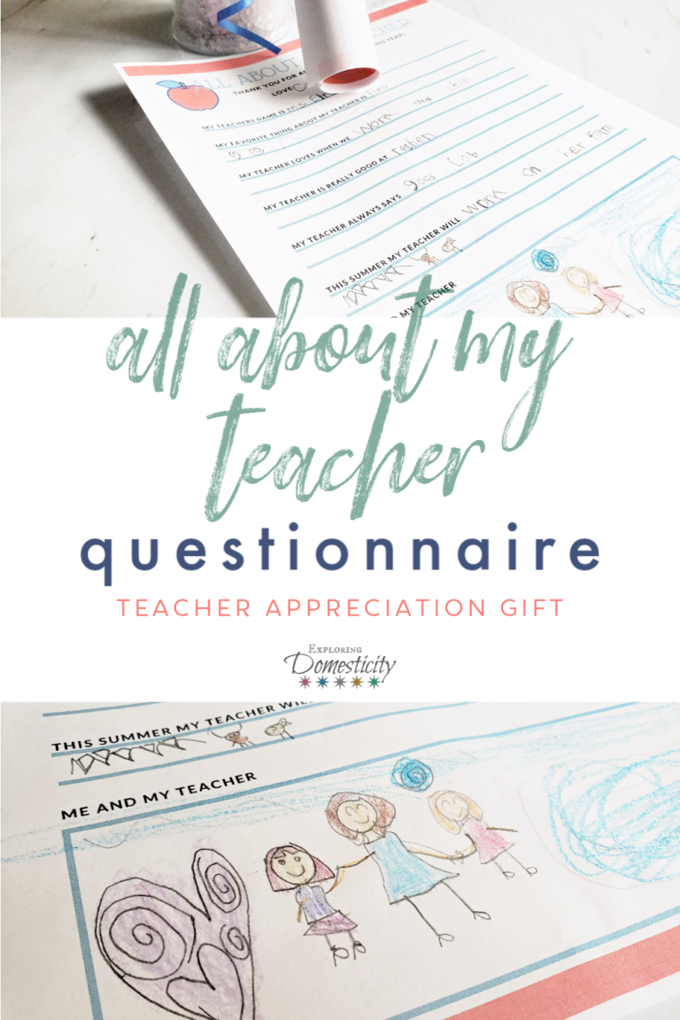 Teacher Appreciation Questionnaire - All About My Teacher free ...